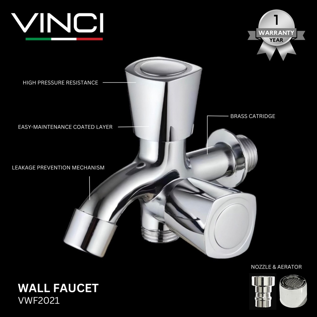 Jual Vinci VWF2021 Keran Tembok Double Kran Cabang Dinding Shower 1/2 ...