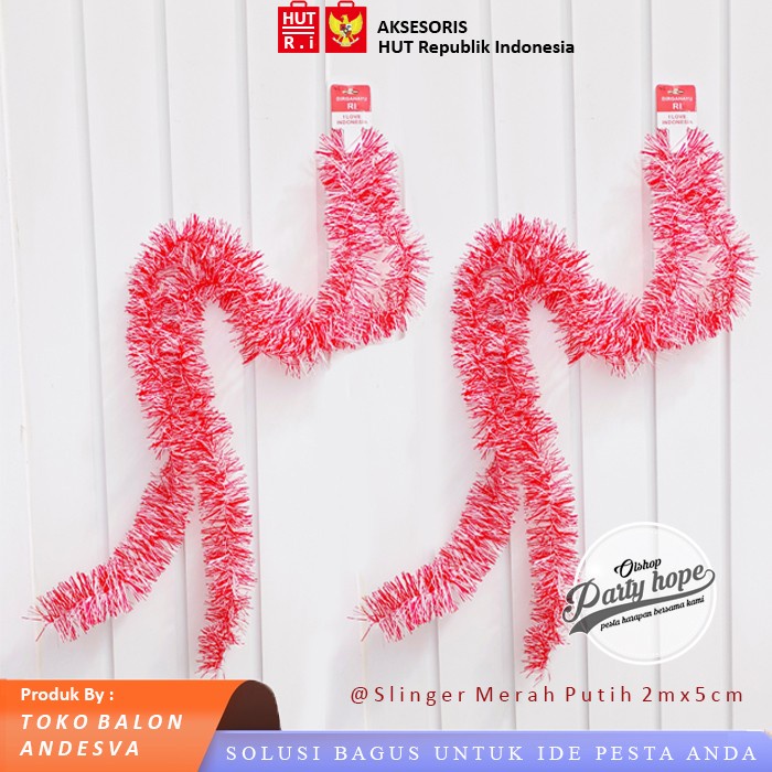 Jual Slinger Hiasan Merah Putih HUT RI / Slinger Rumbai Dekorasi HUT RI ...