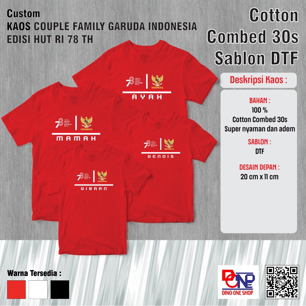 Jual Kaos Couple Family HUT RI Ke 78 TH / Kaos Kemerdekaan Indonesia / Dirgahayu | Shopee Indonesia