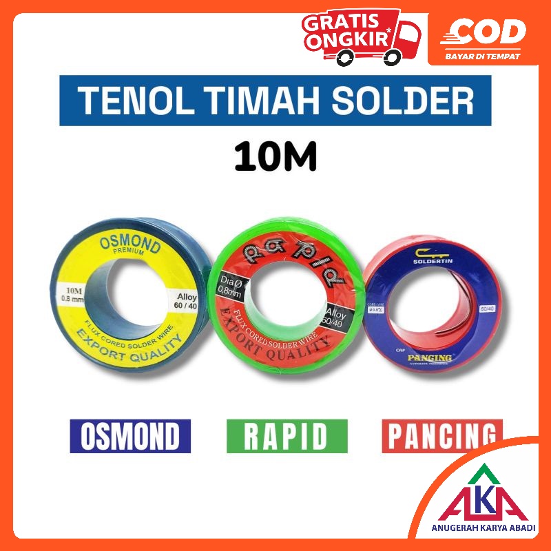 Jual Tenol Timah Solder PANCING / RAPID / OSMOND / MTR 10M | Shopee ...