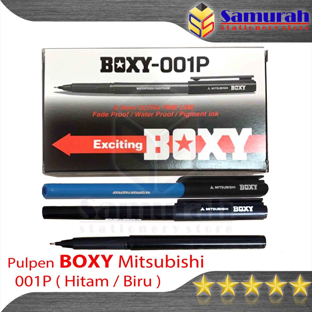 Jual Pulpen Boxy Mitsubishi 001P 03 mm / Ballpoint 0.3 mm 1 Pcs Waterproof Pen Hitam - Biru ...