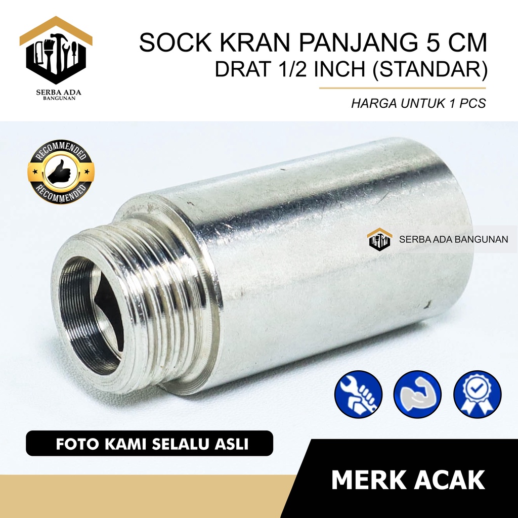 Jual Sok Kran Drat Luar Dalam 1/2 Inch Inci Panjang Pendek Kuningan Sock Sambungan Keran Nepel ...