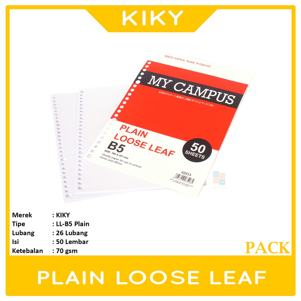 Jual KIKY - Loose Leaf B5 50 Lembar Polos - Kertas Binder 26 Ring Plain - Pack | Shopee Indonesia