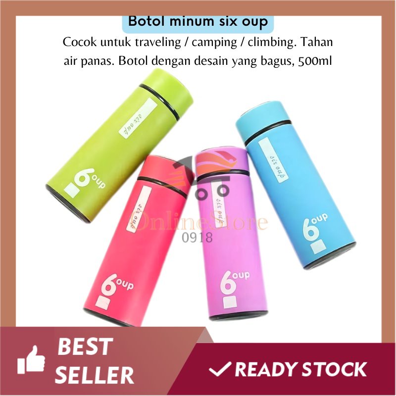 Jual OS - E107- BOTOL MINUM SIX OUP KACA / BOTOL MINUM BELING COVER PLASTIK 450ML | Shopee Indonesia