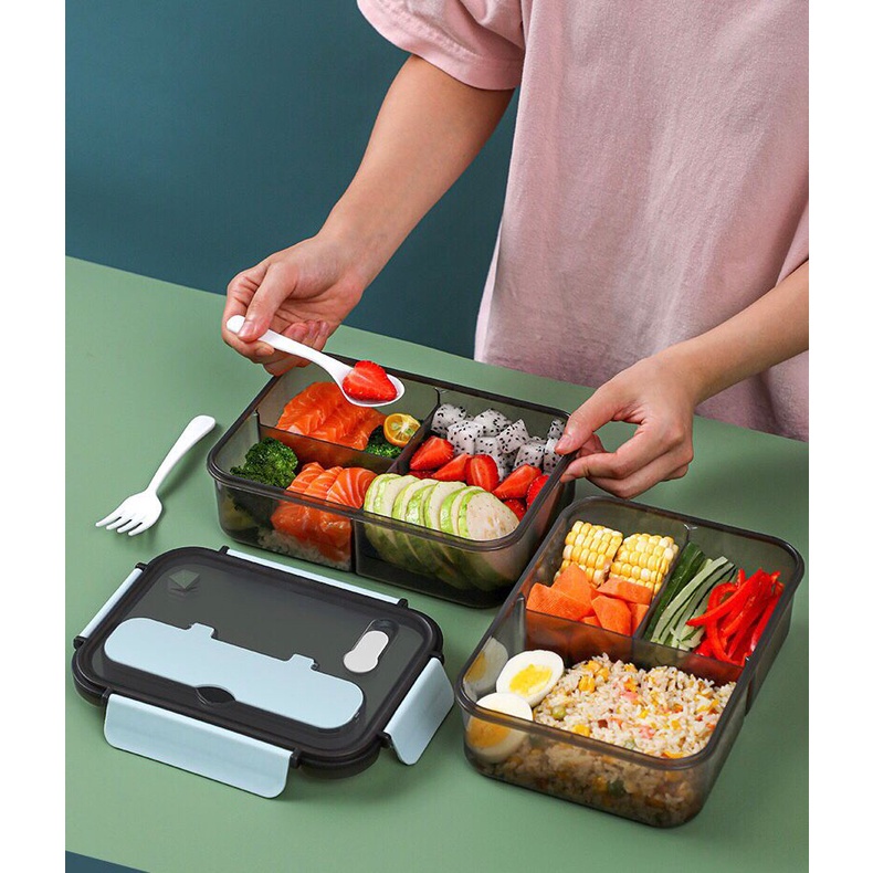 Jual Lunch Box Set Kotak Bekal Makan 3 Grid | Shopee Indonesia