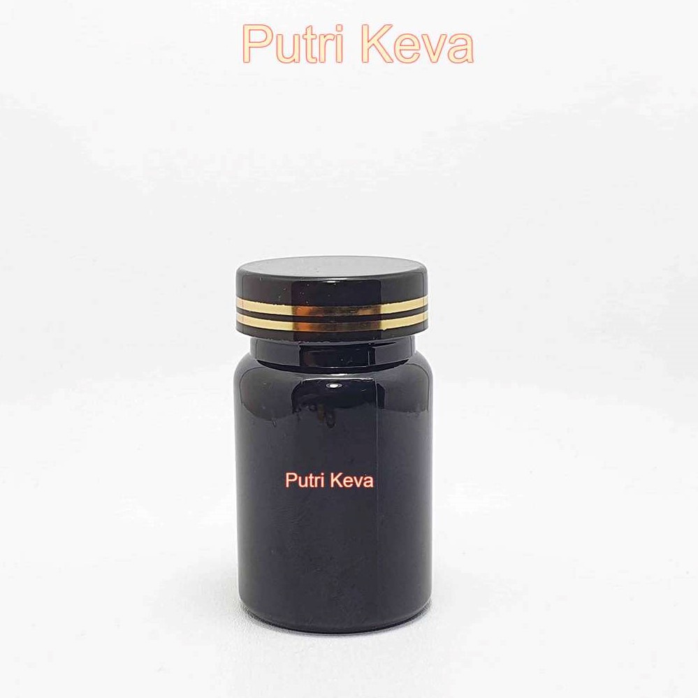 Jual Botol 60 ml Hitam Line Gold Bulat Tablet / Botol 60 ml Tabung ...