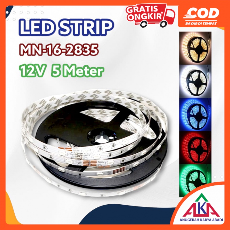 Jual LED Strip MN-16-2835 5M (600 Leds) IP44 12V Lampu Dekorasi Plafon ...