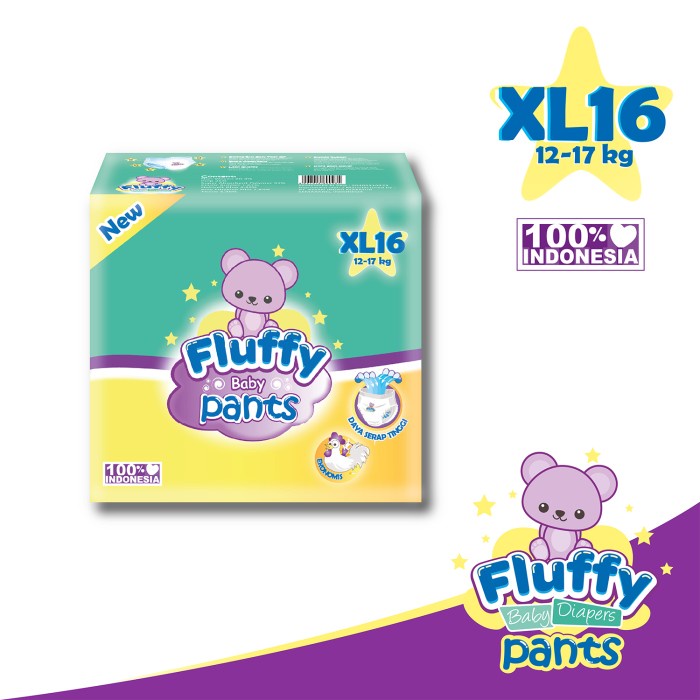 Jual Fluffy Popok Bayi Tipe Celana XL16 Pcs - Breathable, Daya Serap Tinggi, Anti Iritasi & Anti ...