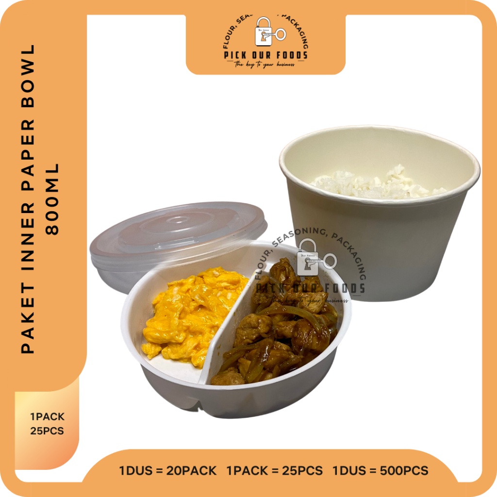 Jual Inner Tray Polos Paper Bowl / Inner Tray Rice Bowl 650ml / 800ml ...