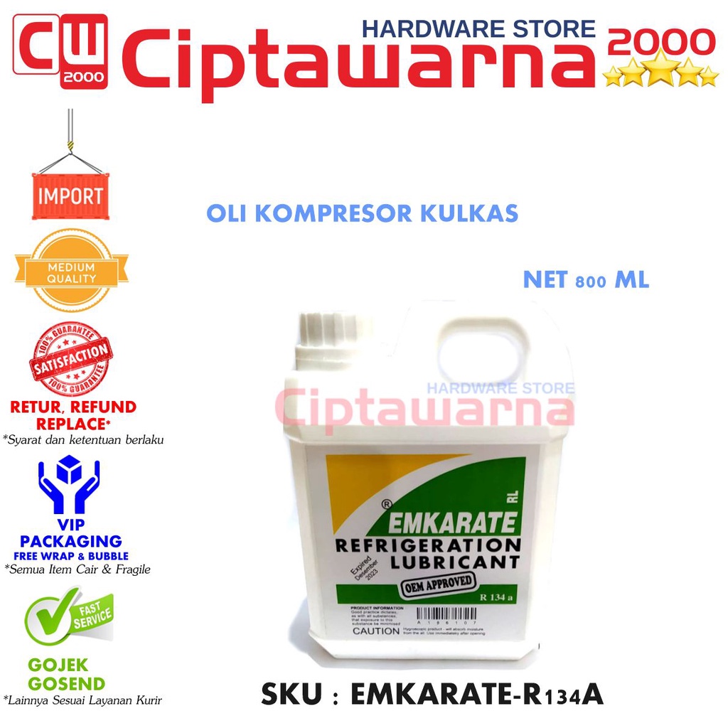 Jual Oli Kompressor Compressor 0.8L Kulkas Emkarate Refigerant Freon ...