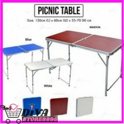 Jual Meja Lipat Koper Aluminium meja Portable Kaki Bulat 60x120Cm ...