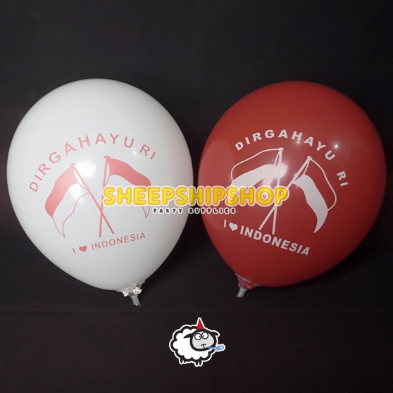 Jual [ ECERAN ] BALON LATEX DIRGAHAYU RI MERAH PUTIH Tebal 3gram ...