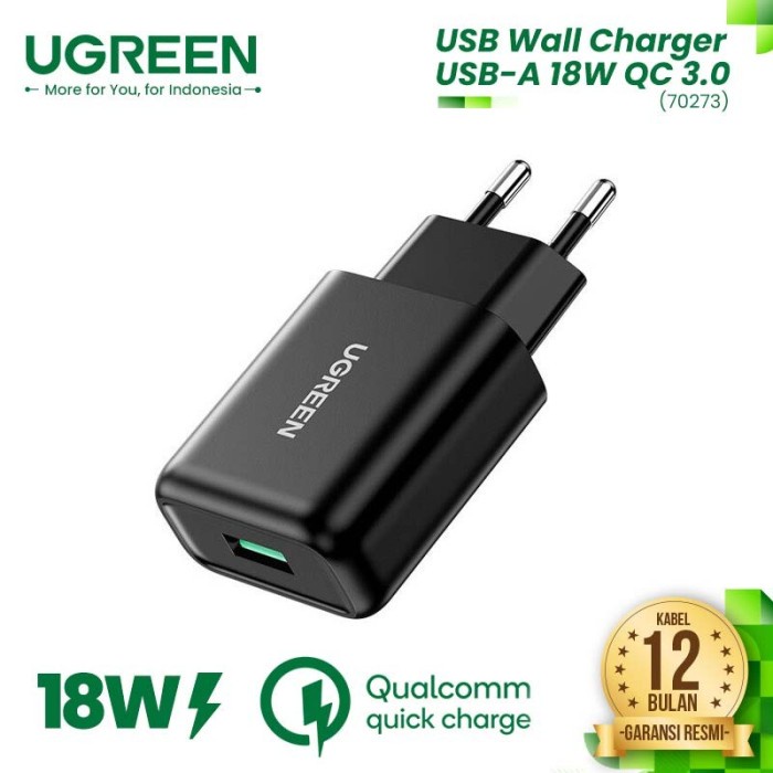 Jual Wall Charger UGREEN 18W USB Type A Fast Charger QC 3.0 - CD122 ...