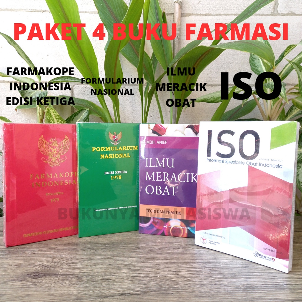 Jual BUKU PAKET LENGKAP 4 BUKU FARMASI DASAR FARMAKOPE 3 ISO FORMULARIUM NASIONAL ILMU MERACIK ...