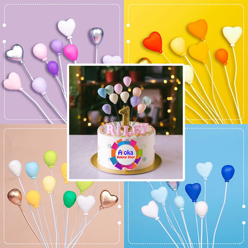 Jual Topper Kue Ulang Tahun Anak bentuk Balon Warna warni / Birthday ...
