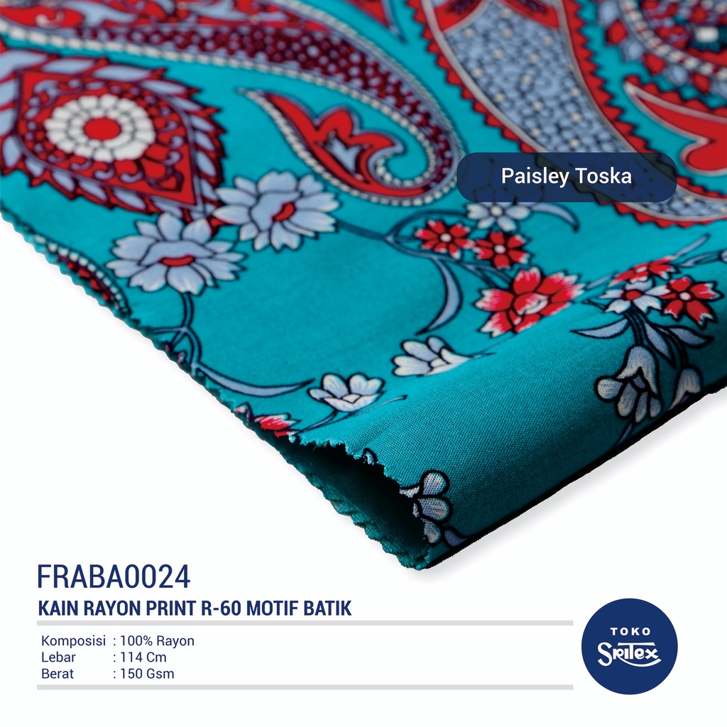 Jual Toko Sritex Kain Rayon Print Batik Paisley Premium Ekspor, R60. Harga per 45cm, Lebar 114cm ...