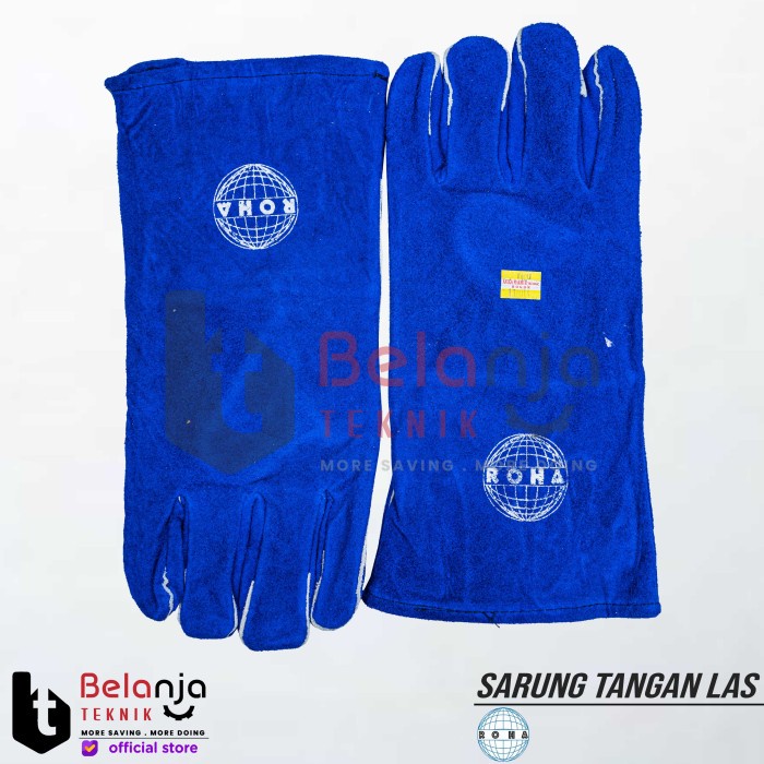 Jual Roha Leather Welding Gloves 16" Sarung Tangan Las Kulit Biru 16 ...