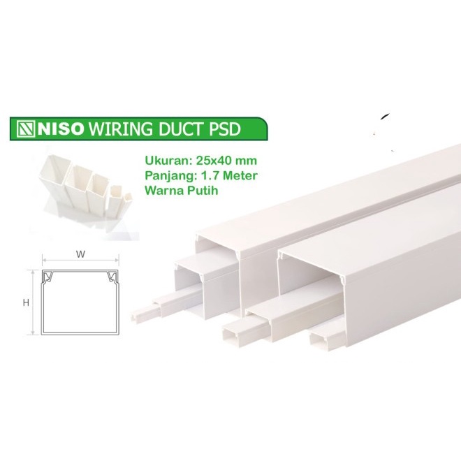 Jual NISO Kabel DUCT 1.7M / Pelindung Kabel Ducting PVC PUTIH 10x10 ...