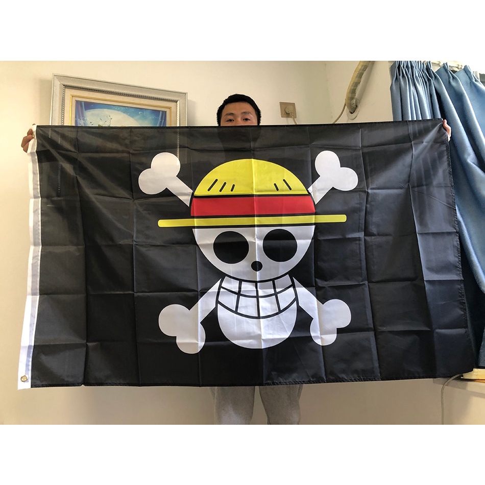 Jual SKY pirate Monkey D. Luffy Skull Flag 90*150CM Polyester One Piece ...