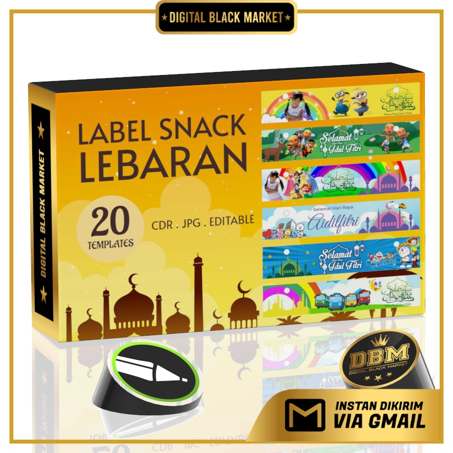 Jual ID88001 - 20 Desain Exclusive Label Snack Lebaran CorelDraw V24 ...