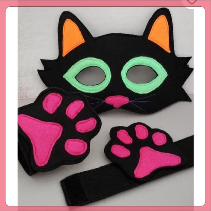 Jual Kostum Hewan Kucing Black Cat Felt Mask Topeng Pesta Drama Pentas ...
