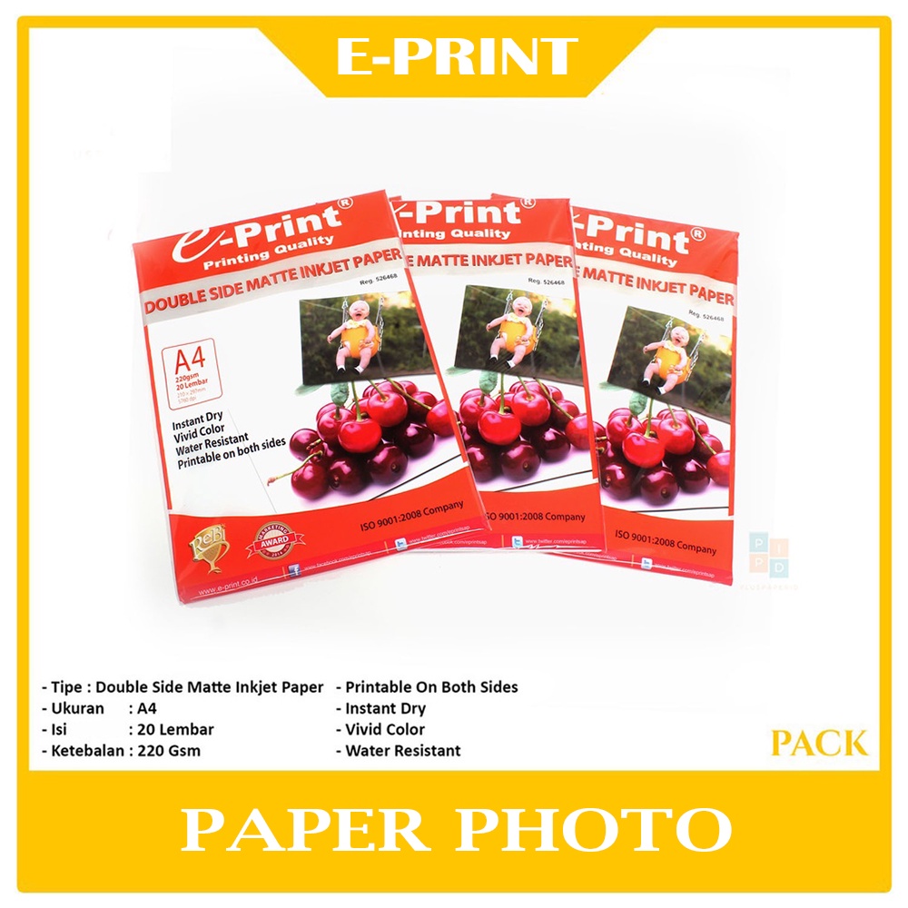 Jual E-PRINT - Photo Paper Double Side Matte Inkjet Paper A4 220gsm ...