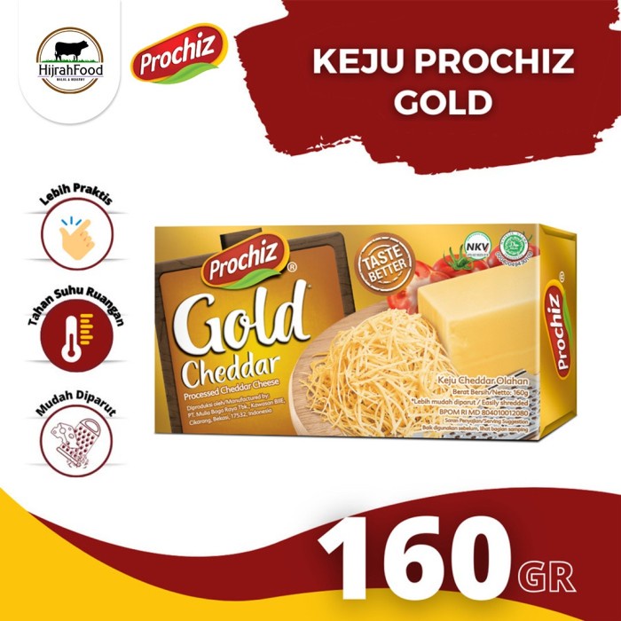 Jual Prochiz Gold Cheddar Cheese Keju Cheddar Gold - 160 gr | Shopee ...