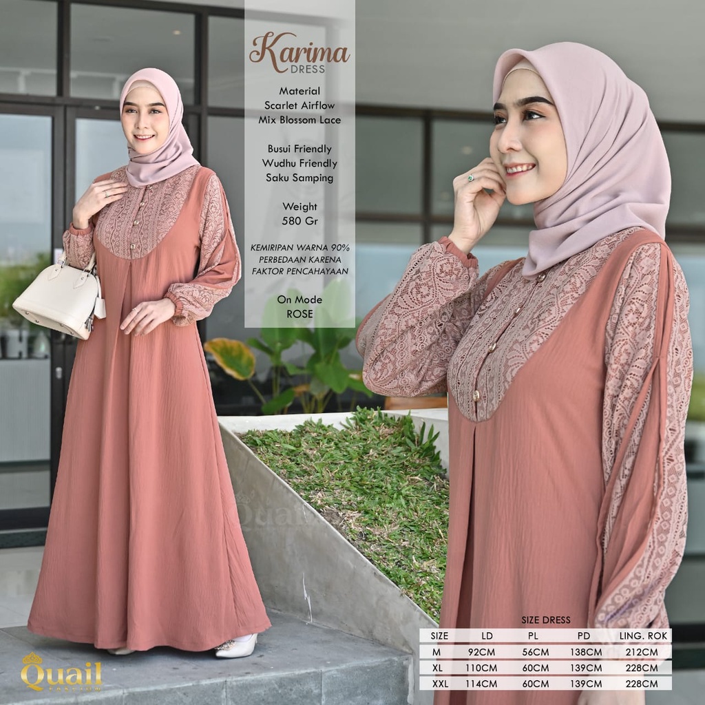 Jual Karima Dress Original Quail Hijab Wanita Scarlet Airflow Shopee