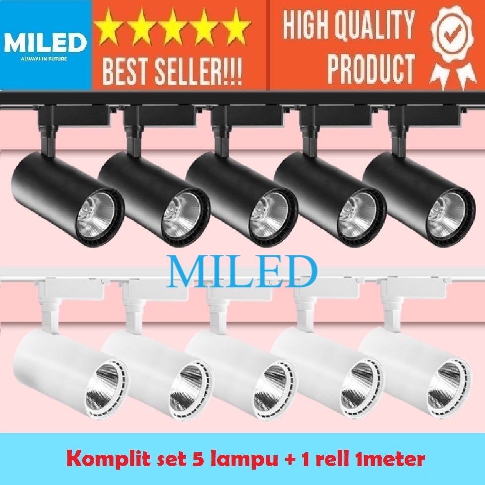 Jual SET 5 LAMPU TREK 10 WATT DAN 7 WATT SUDAH KOMPLIT RELL 1 METER ...
