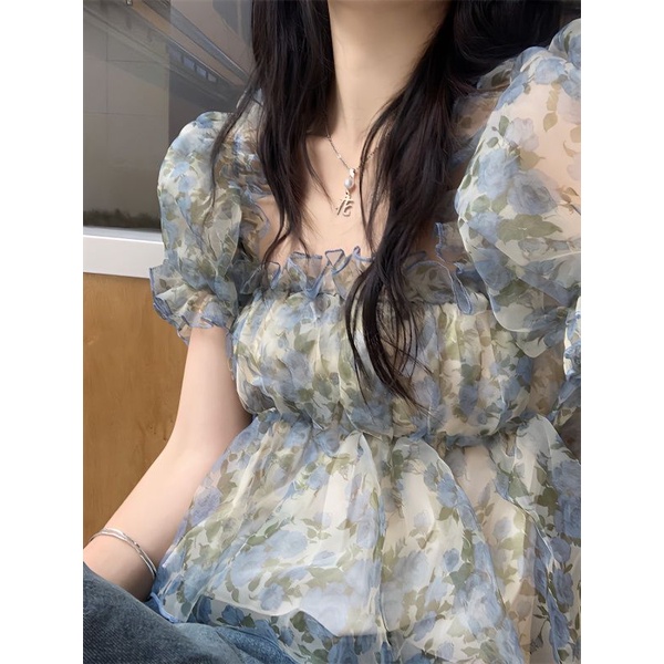 Jual [ COD ] Aroana French niche off-the-shoulder sweet engah lengan ...