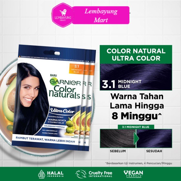 Jual Garnier Color Naturals Ultra Color Sachet pack of 3 - Midnight ...