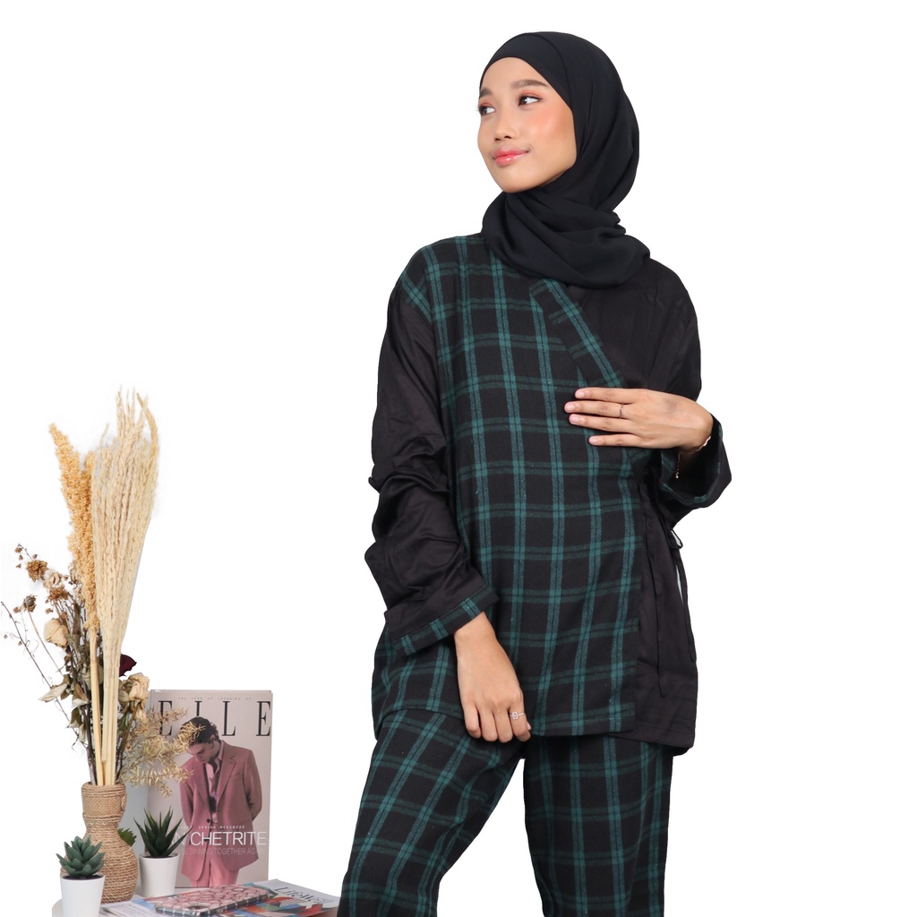 Jual AIEB One Set Piyama Panjang Wanita Art Kimono Verina Hitam | Shopee Indonesia
