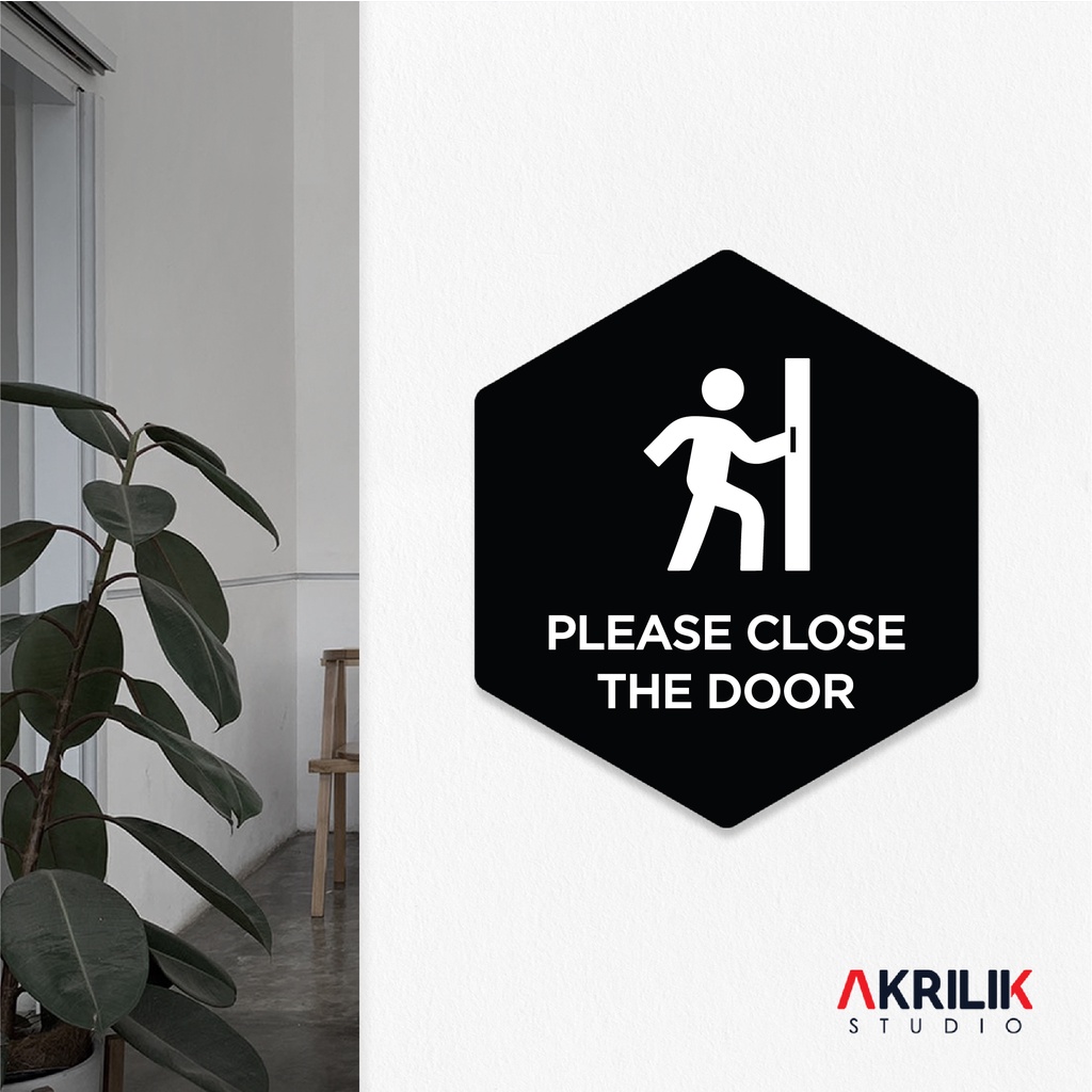 Jual Sign Board Akrilik Please Close The Door Acrylic Signage Tempel ...