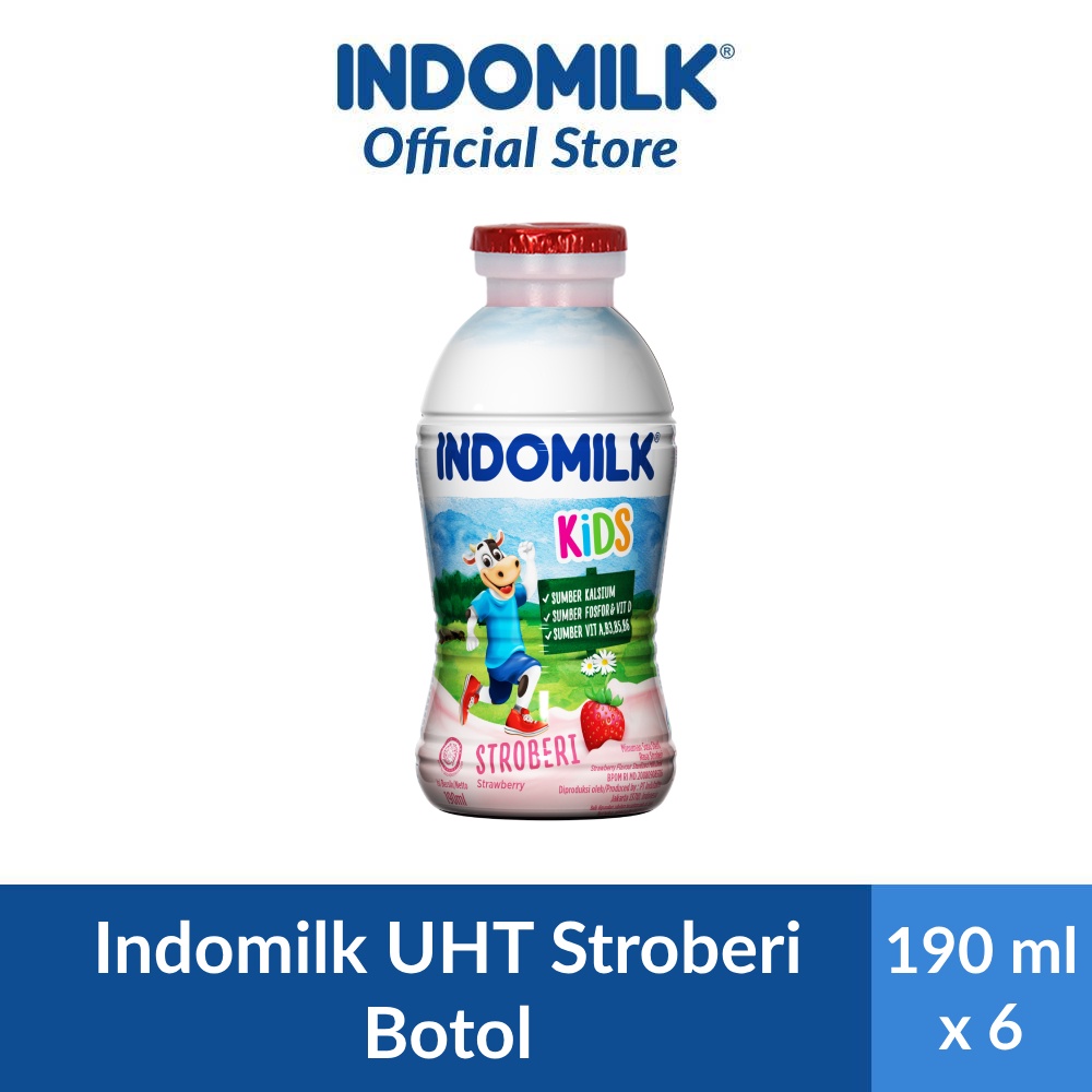 Jual Indomilk Strawberry Botol 190 ml x 6 pcs | Shopee Indonesia