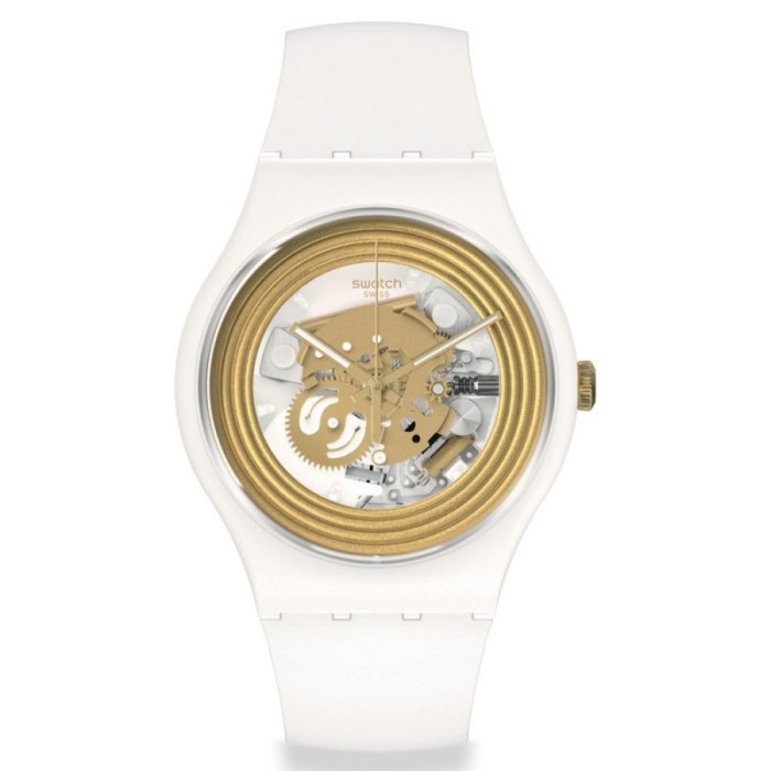 Jual Original 100%!! SWATCH SO29W107 GOLDEN RINGS WHITE Jam Tangan ...