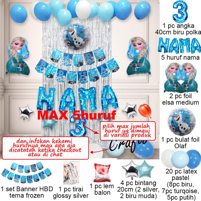 Jual PAKET BIRTHDAY Set BANNER SILVER FROZEN CURTAIN Dekorasi Ultah ...