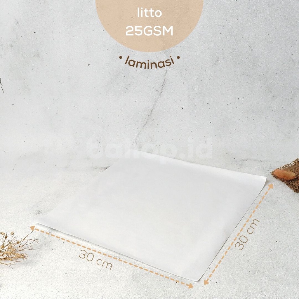 Jual [10PCS] LITTO 30 30 CM Wrapping Paper Kertas Nasi Cake Laminasi Minyak Panas Bungkus ...