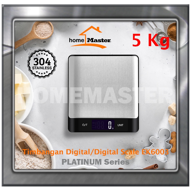 Jual HomeMaster Digital Scale/Timbangan 5 Kg Stainless/Besi Baja Tahan ...