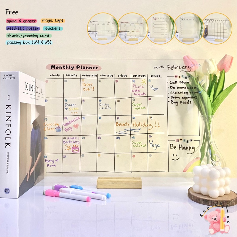 Jual Acrylic Planner A3 A4 A5 Monthly Weekly To do list Korean ...