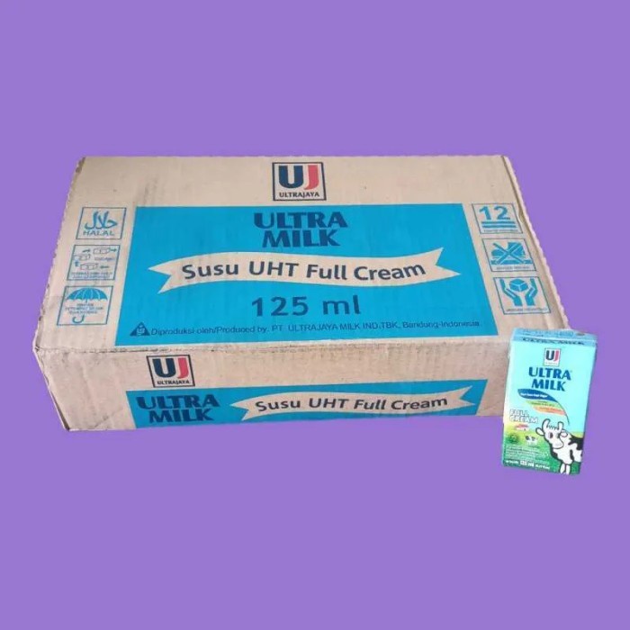 Jual Susu UHT Ultra Milk FULL CREAM BIASA 125ml 1 KARTON - 40 pcs x 125 ml | Shopee Indonesia