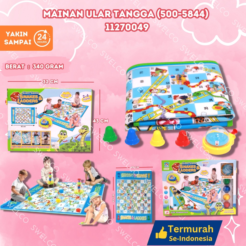 Jual Mainan Ular Tangga Ukuran Besar / Snake And Ladder Board Game (500 ...