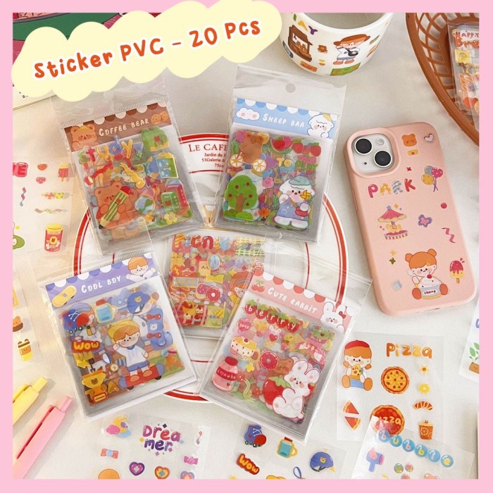 Jual Sticker Pack 20 Lembar/ Set PVC Stiker Anak Lucu Murah Deco Diary ...