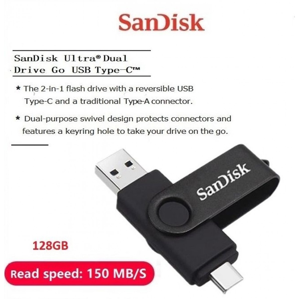 Jual Sandisk Ultra Flash Disk Dual Drive Go USB 3.1 Type C 128GB 150MB ...