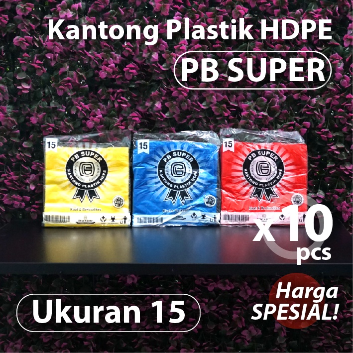 Jual Paket 10 Pak - Kantong Kresek Warna Warni PB SUPER 15 - HDPE ...