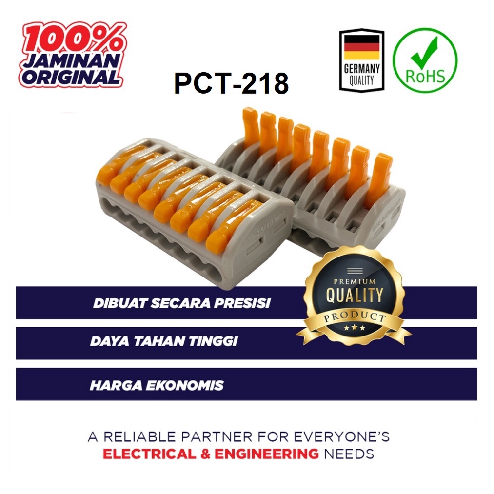 Jual Konektor Wago 8pin 8 Pin PCT-218 Universal Wago PCT218 Wire Wiring ...
