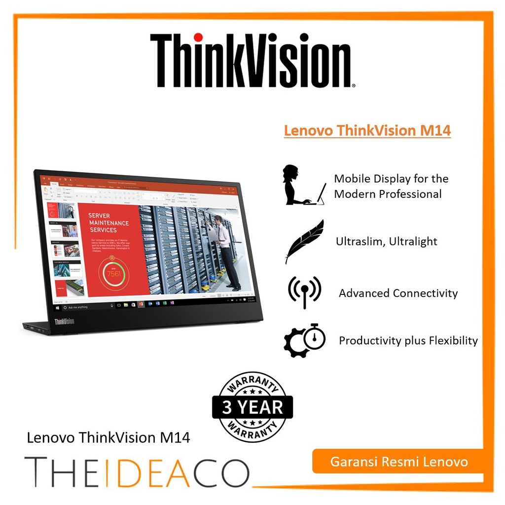 Jual Lenovo Monitor ThinkVision M14 | Shopee Indonesia