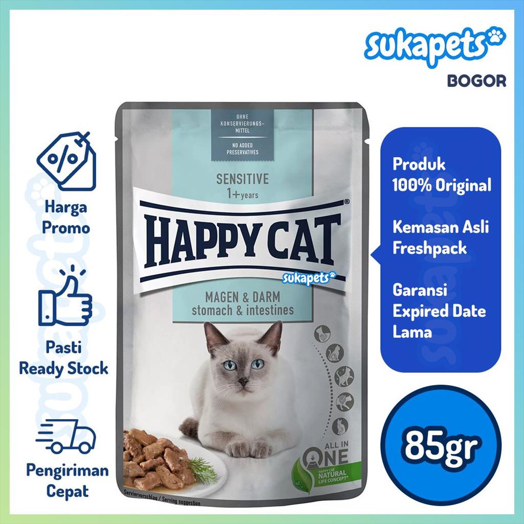 Jual Happy Cat Sensitive Stomach & Intestines Makanan Kucing Basah 85gr ...
