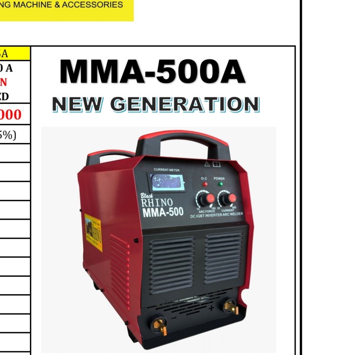 Jual Rhino mesin las mma 500 new gen - travolas Rhino mma 500 gen new ...
