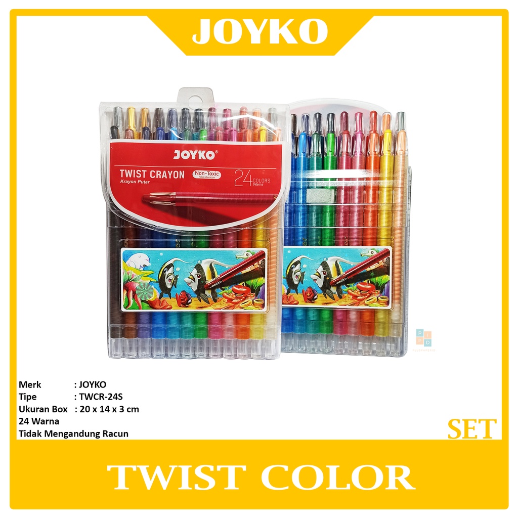 Jual JOYKO - Twist Crayon TWCR-24S Krayon Putar 24 Warna - Set | Shopee ...