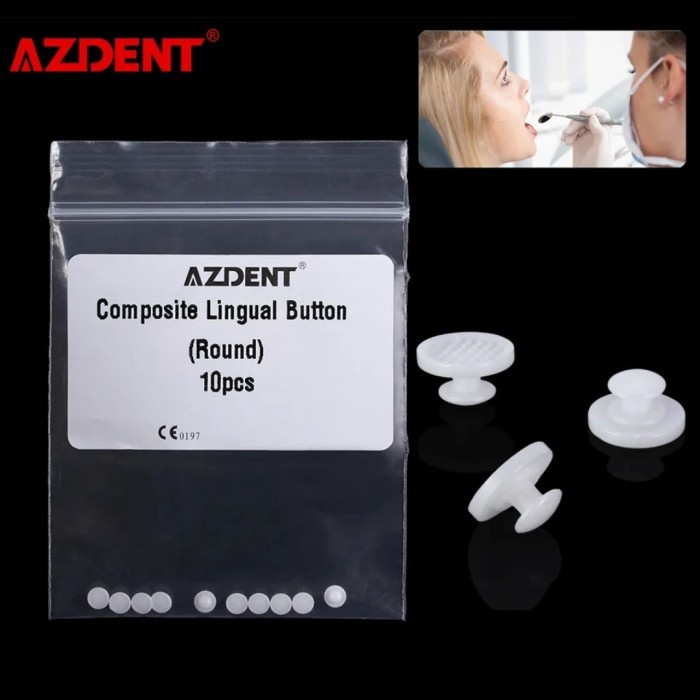 Jual Dental Composite Lingual Button Orthodontic Isi 10 Clear ...